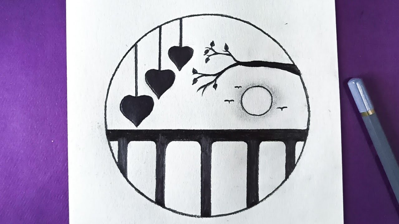 Easy circle scenery drawing | Circle drawing for beginners | Easy ...