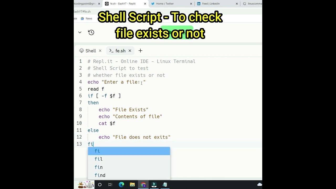 Shell Script To Check File Exists Or Not In Linux Bash Script Shorts