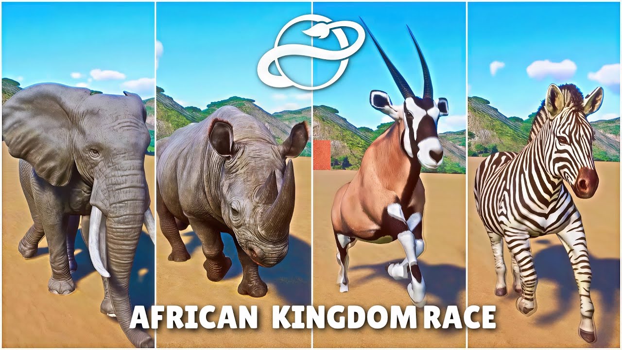 African Kingdom Animals Race in Planet Zoo | Elephant, Rhino, Zebra ...