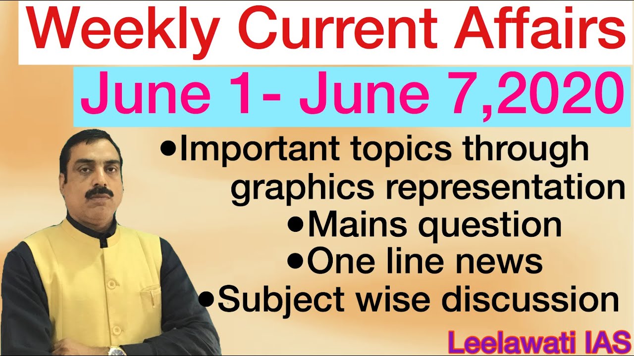 Current Affairs - June 2020(1st-7th)|Weekly current affairs 2020 - YouTube