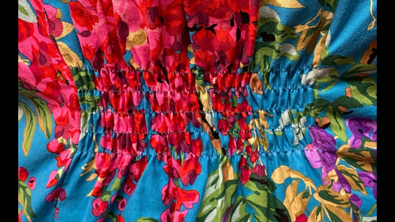 Shirring (gathering fabric) with elastic thread - YouTube
