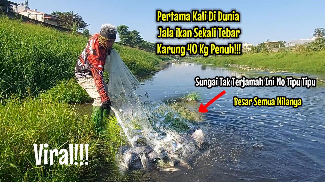 PERTAMA KALI DI DUNIA JALA IKAN SEKALI TEBAR 20KG LEBIH - YouTube
