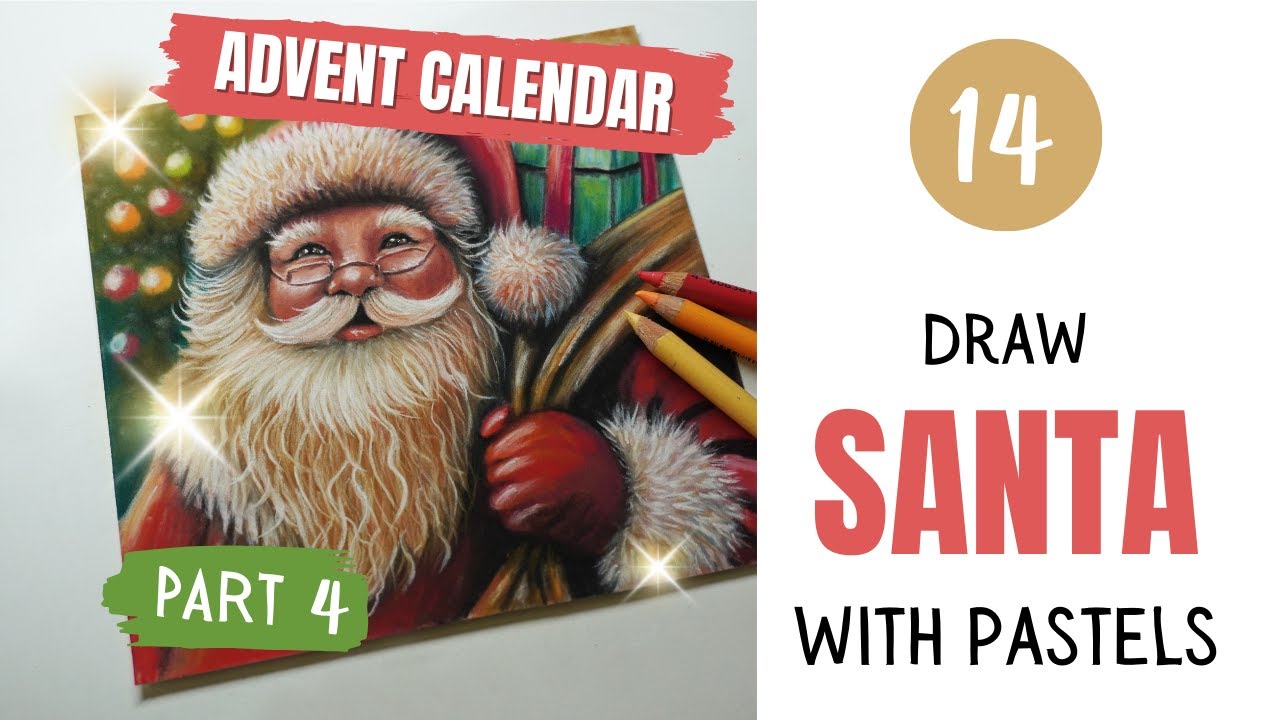Learn How to Draw Santa with Pastel Pencils Part 4 - Easy Tutorial ...