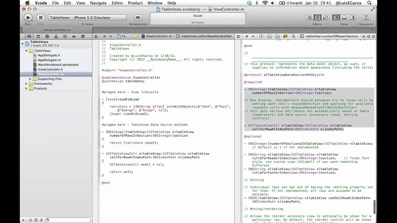 Xcode 4 2 Table View Tutorial Pt 1 English Youtube