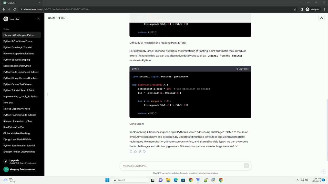 fibonacci sequencing difficulties in python - YouTube