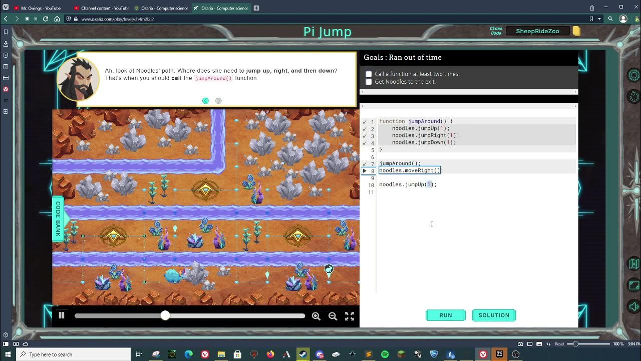 Ozaria - Javascript - Chapter 4 - Module 2 - Pi Jump - YouTube