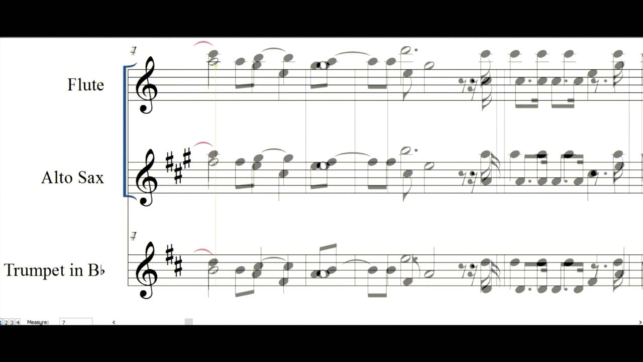 partitura el último Rodeo para sax alto, tenor, trompeta, flauta y mas ...