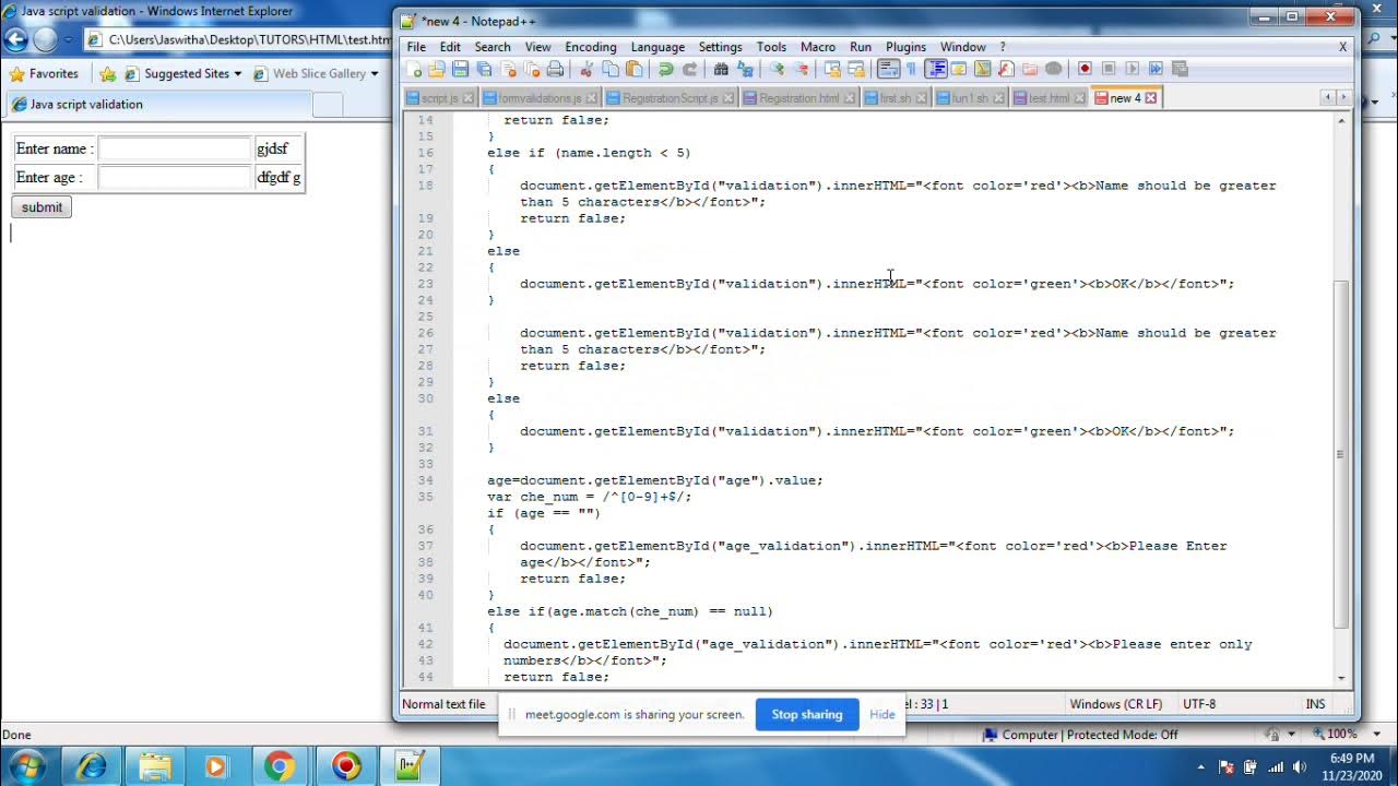 Javascript validation | javascript innerhtml - YouTube