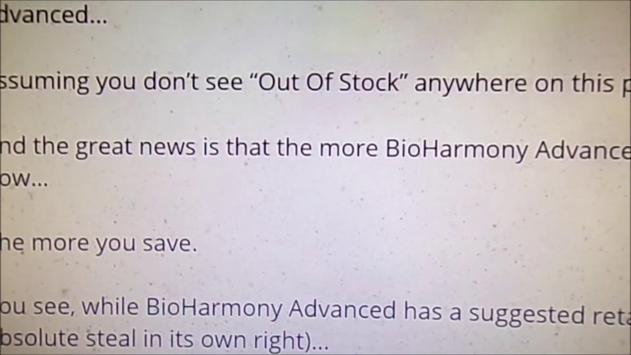 Alicia talks about BIOHARMONY ADVANCED that seems to be the real deal ...