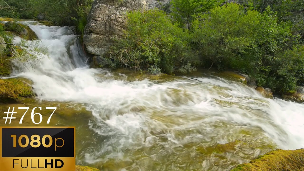 River And Waterfall Flowing To The Lake - Background Sounds For Relax ...