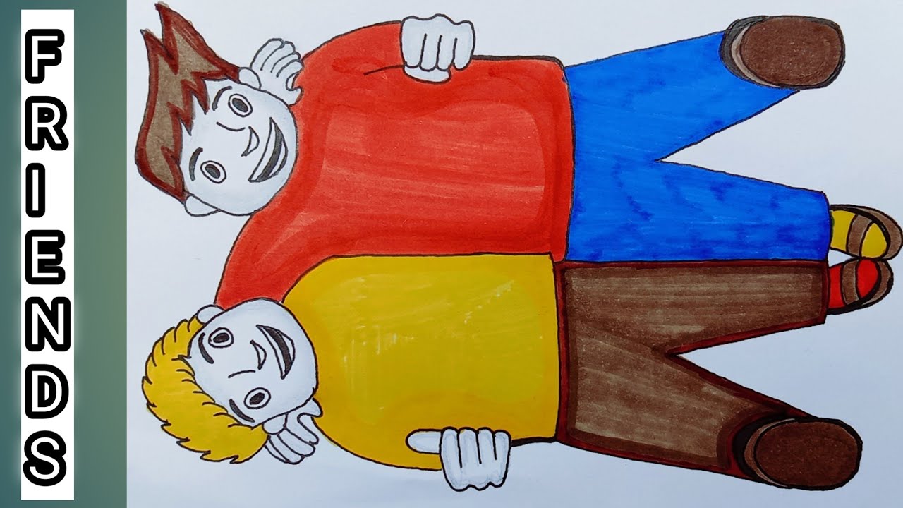 how to draw friendship drawing | friendship day drawing boy ...