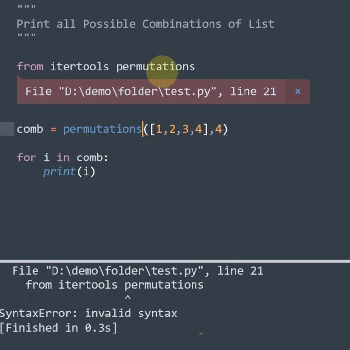 Print All Possible Combinations Of List In Python Shorts Youtube 