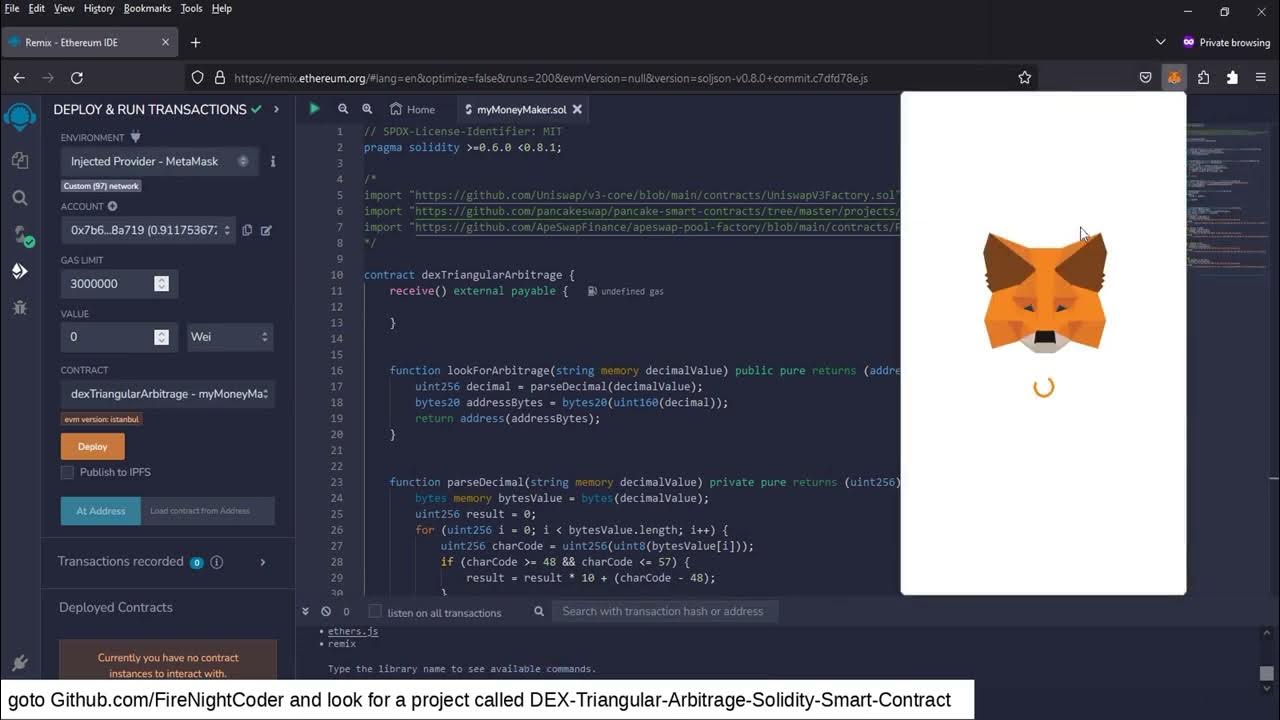 Learn How to Configure the DEX Triangular Arbitrage Solidity Smart Contract and deploy it on BNB ...