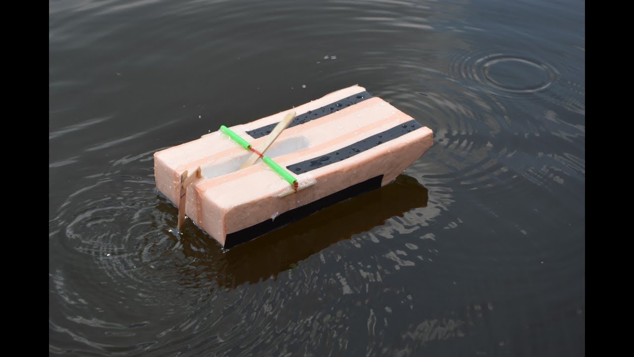 How to Make an Elastic Band Paddle Boat ทำเรือ พลังยาง - YouTube