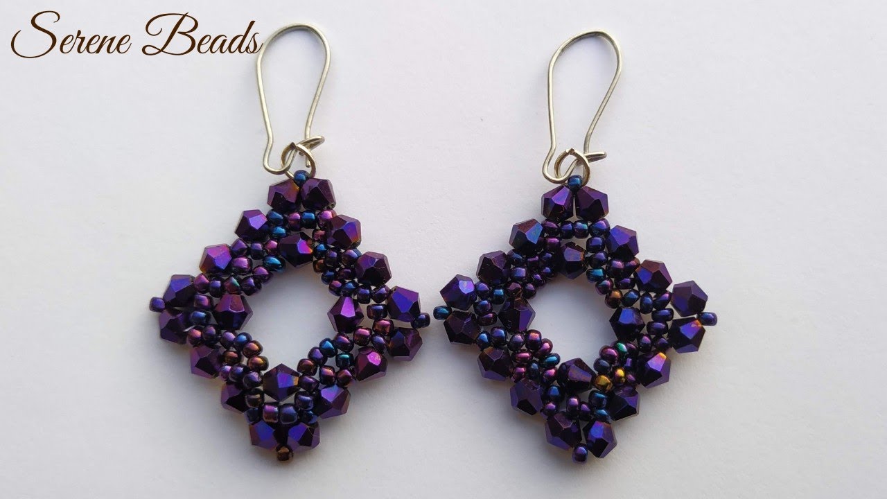 Beaded Diamond Earrings / How to make Diamond Shaped Beaded Earrings ...
