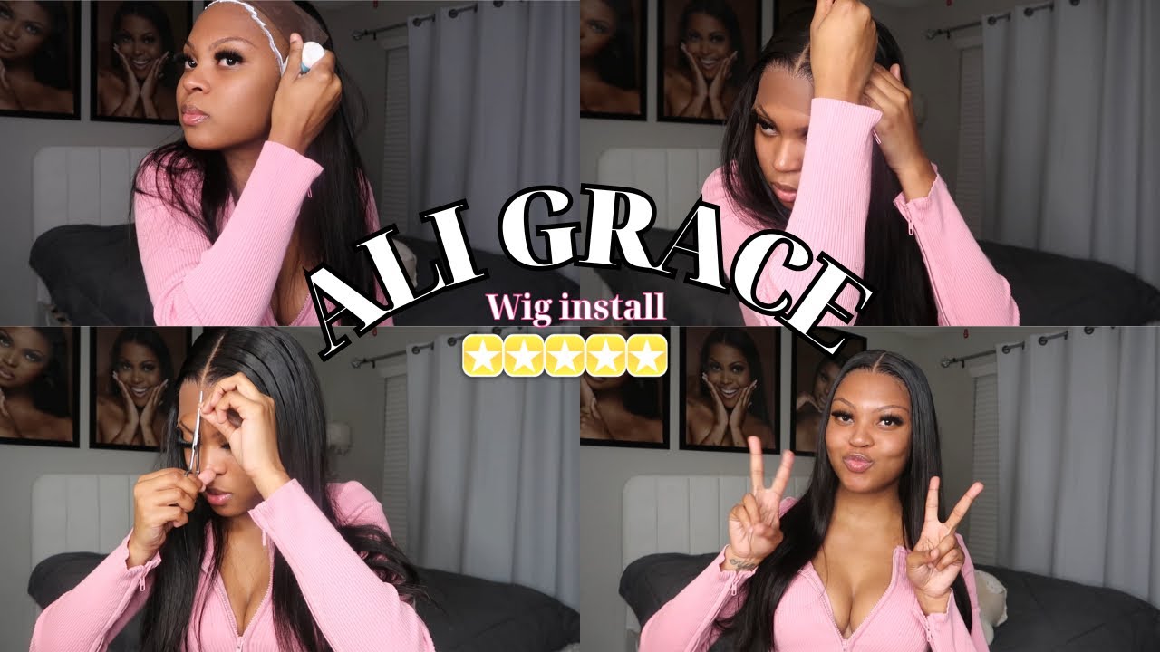 ALIGRACE: 13x4 frontal wig install/tutorial - YouTube