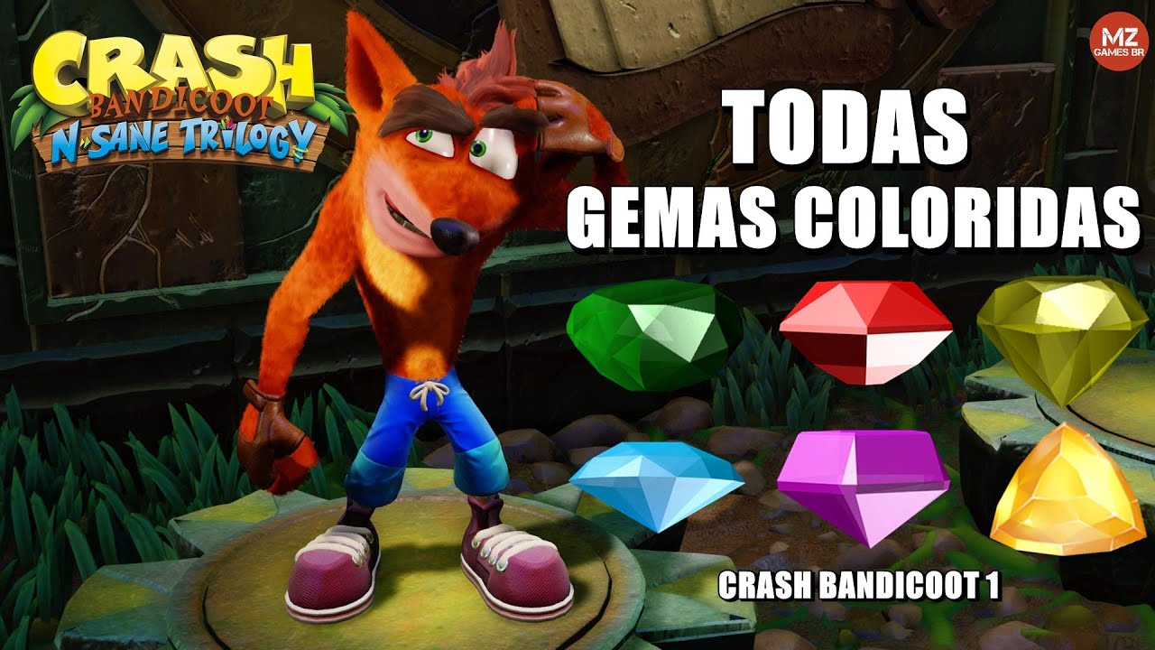 CRASH BANDICOOT 1 | Todas as Gemas Coloridas - Localização - YouTube