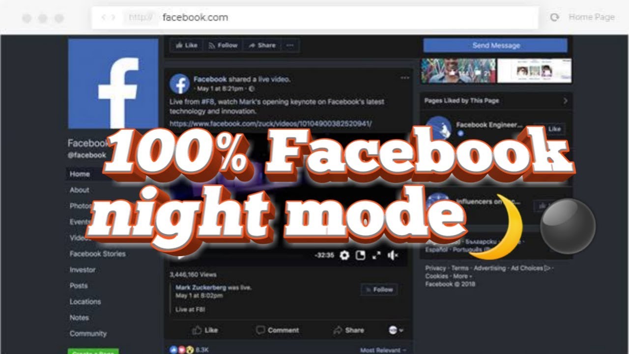 100% Facebook Night Mode 2019 Update || How to Enable Dark Mode on ...