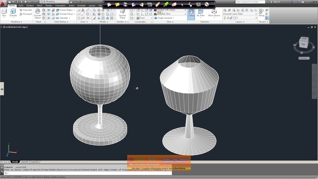 AUTOCAD 3D Surface모델링04Mesh03 RevSurf - YouTube