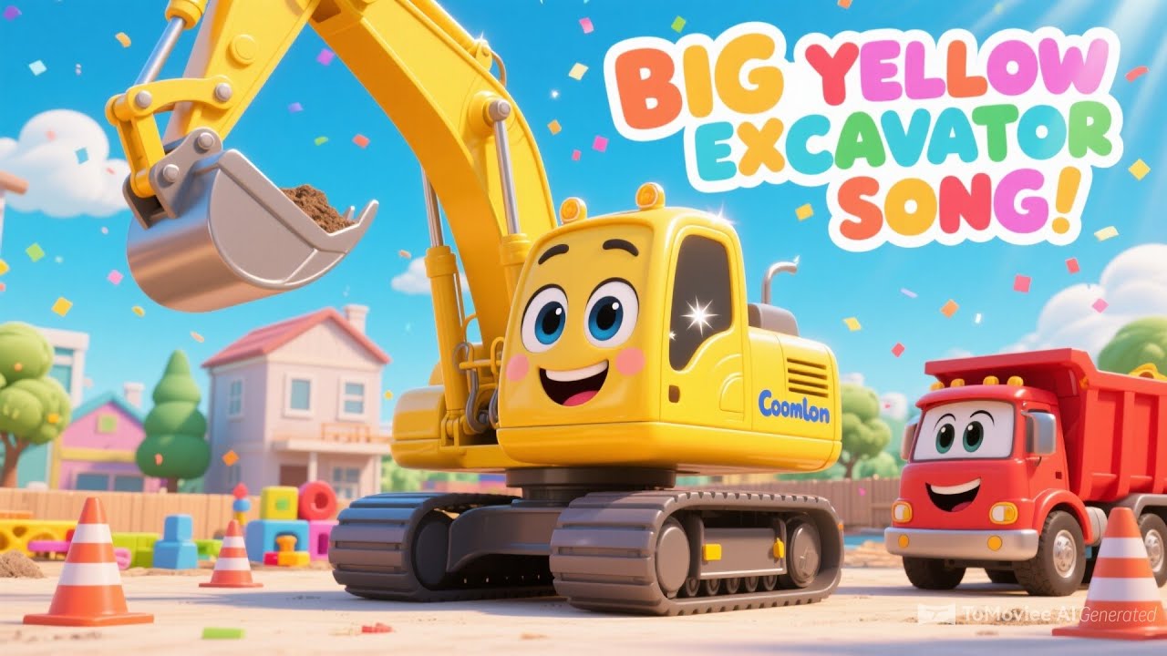 The Big Yellow Excavator Song for Kids 🚧 Dig Dig Dig! | Construction ...