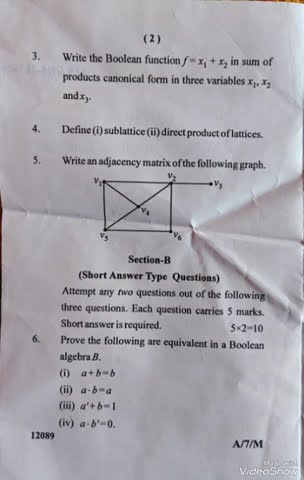 Advanced discrete mathematics question paper 2023,,msc 2nd semester ...