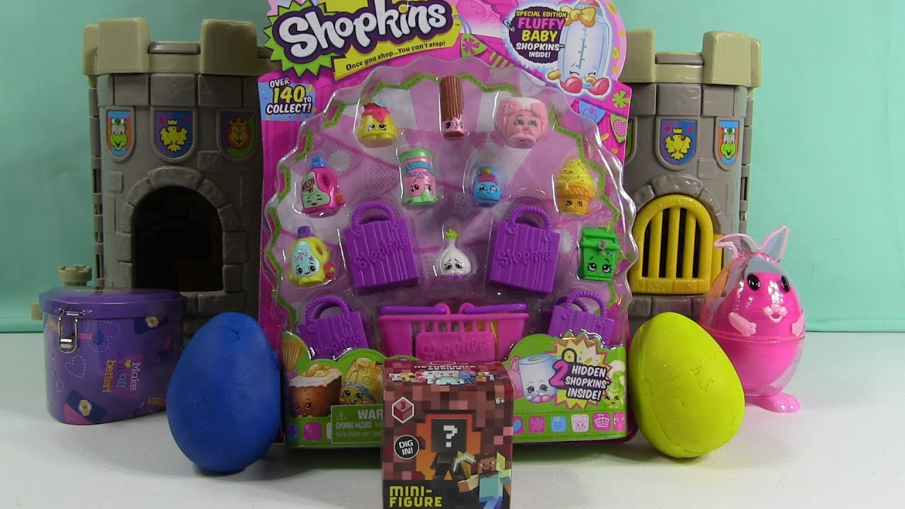 Shopkins Play-Doh Surprise Eggs Season 2 Unboxing Minecraft Opening ...