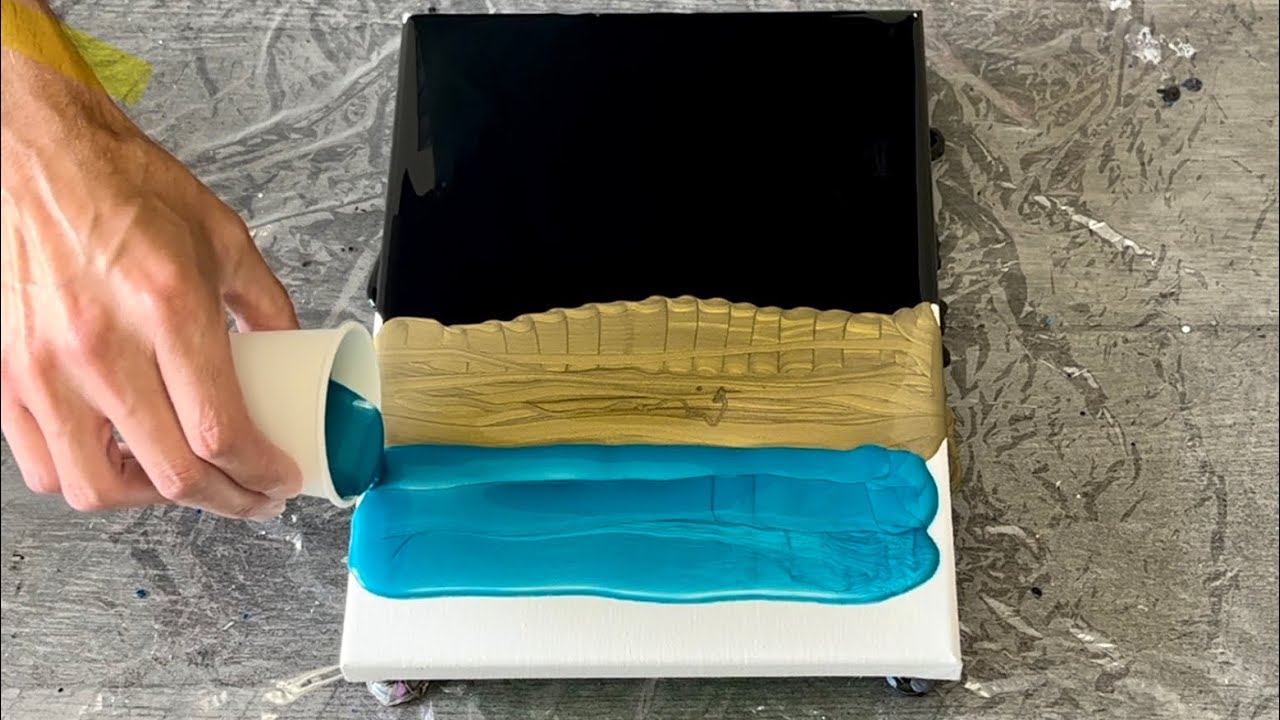 Gorgeous Cobalt Blue & Metallic Bronze Swipe | Acrylic Pouring Tutorial - YouTube