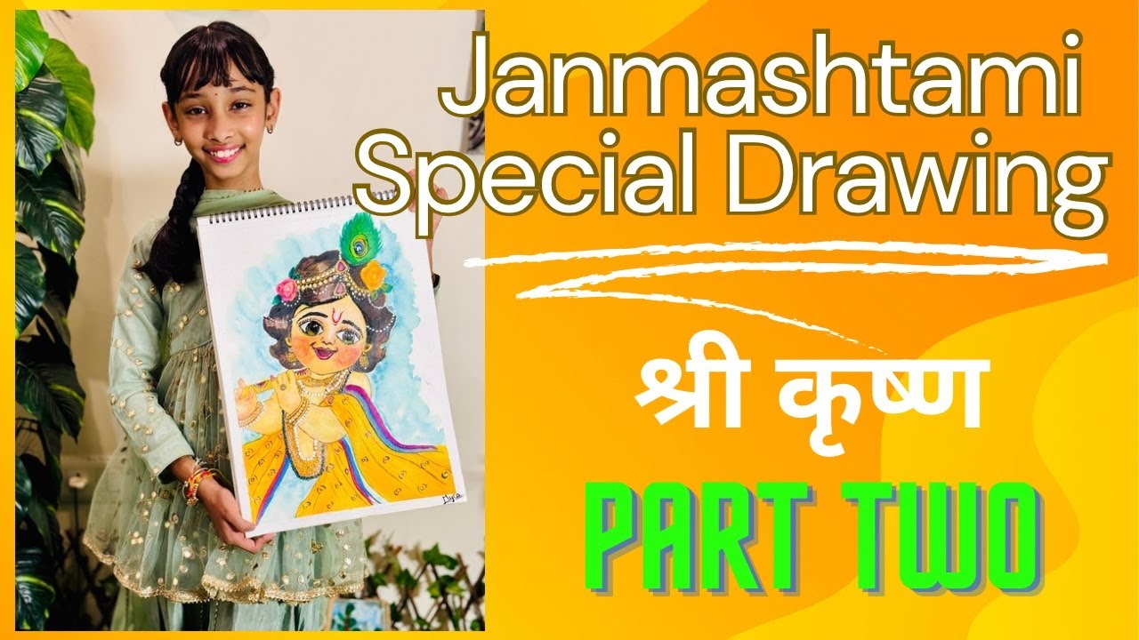 Krishna Ji Drawing Step by Step | Janmashtami Special Painting | Part 2 ...