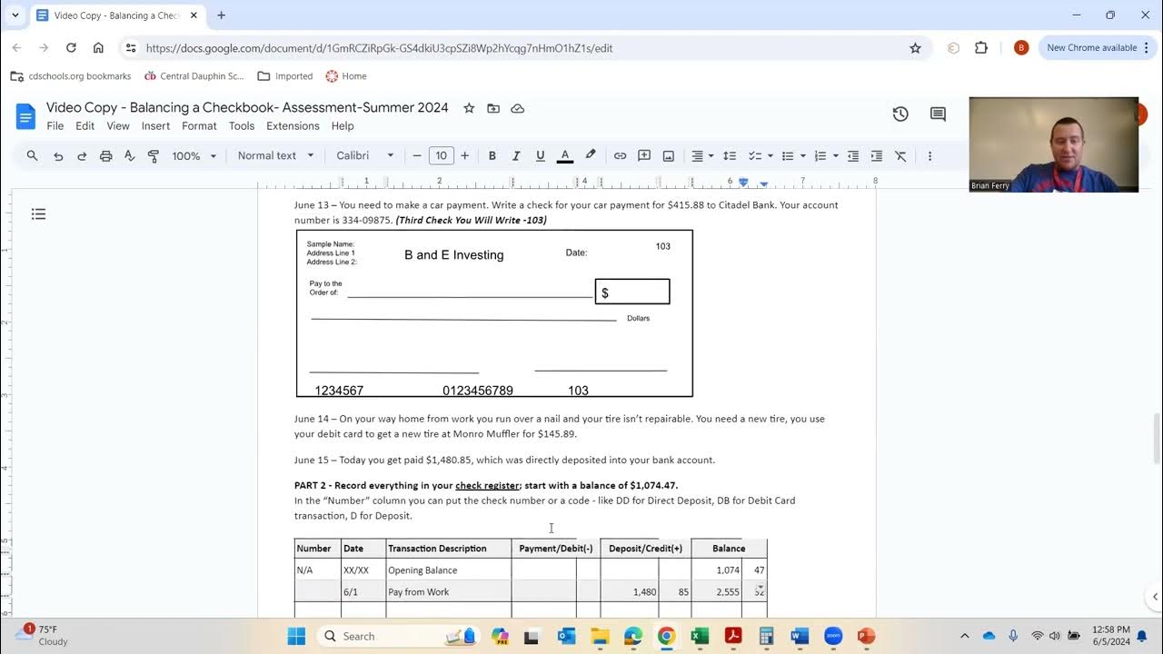 Video Instructions Balancing a Checkbook - YouTube