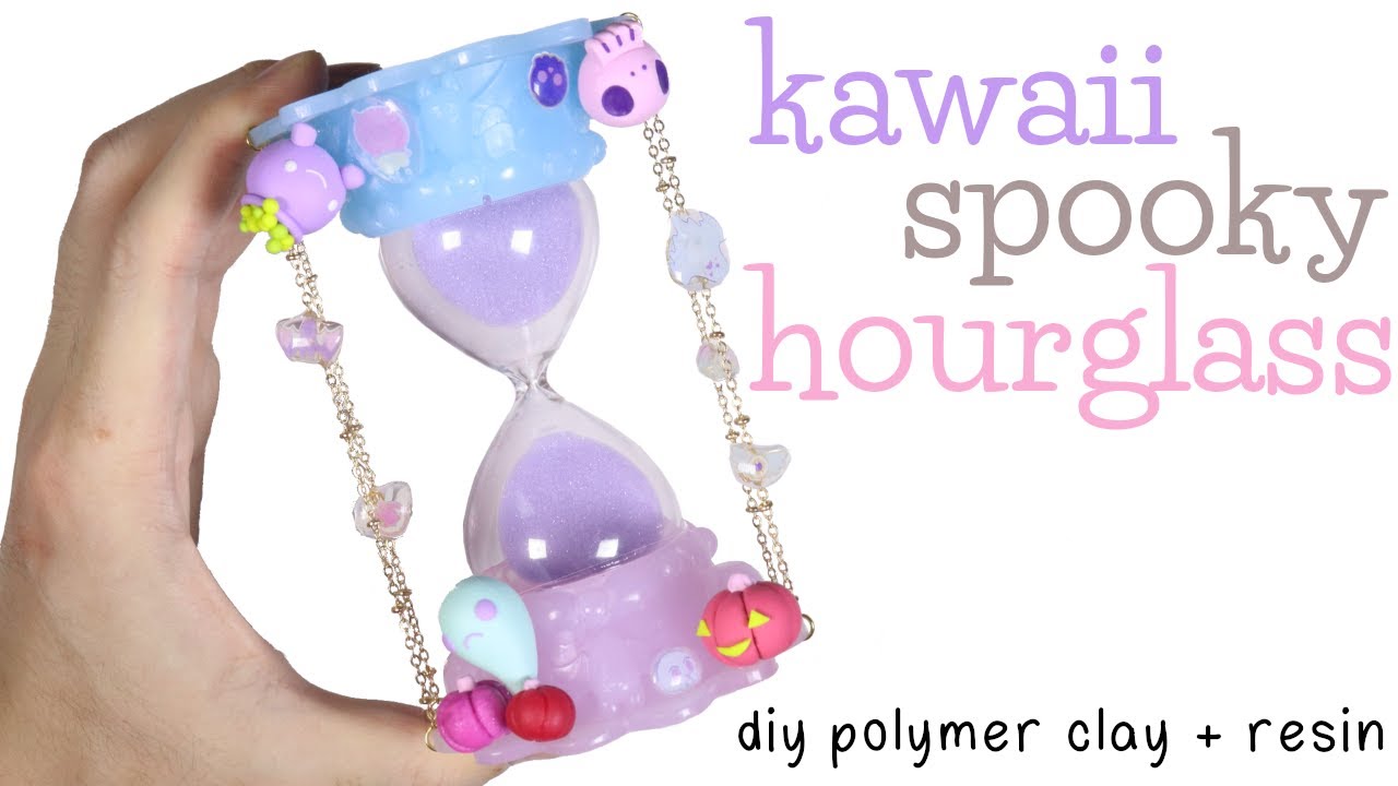 How to DIY Spooky Cute Halloween Hourglass Polymer Clay/Resin Tutorial ...
