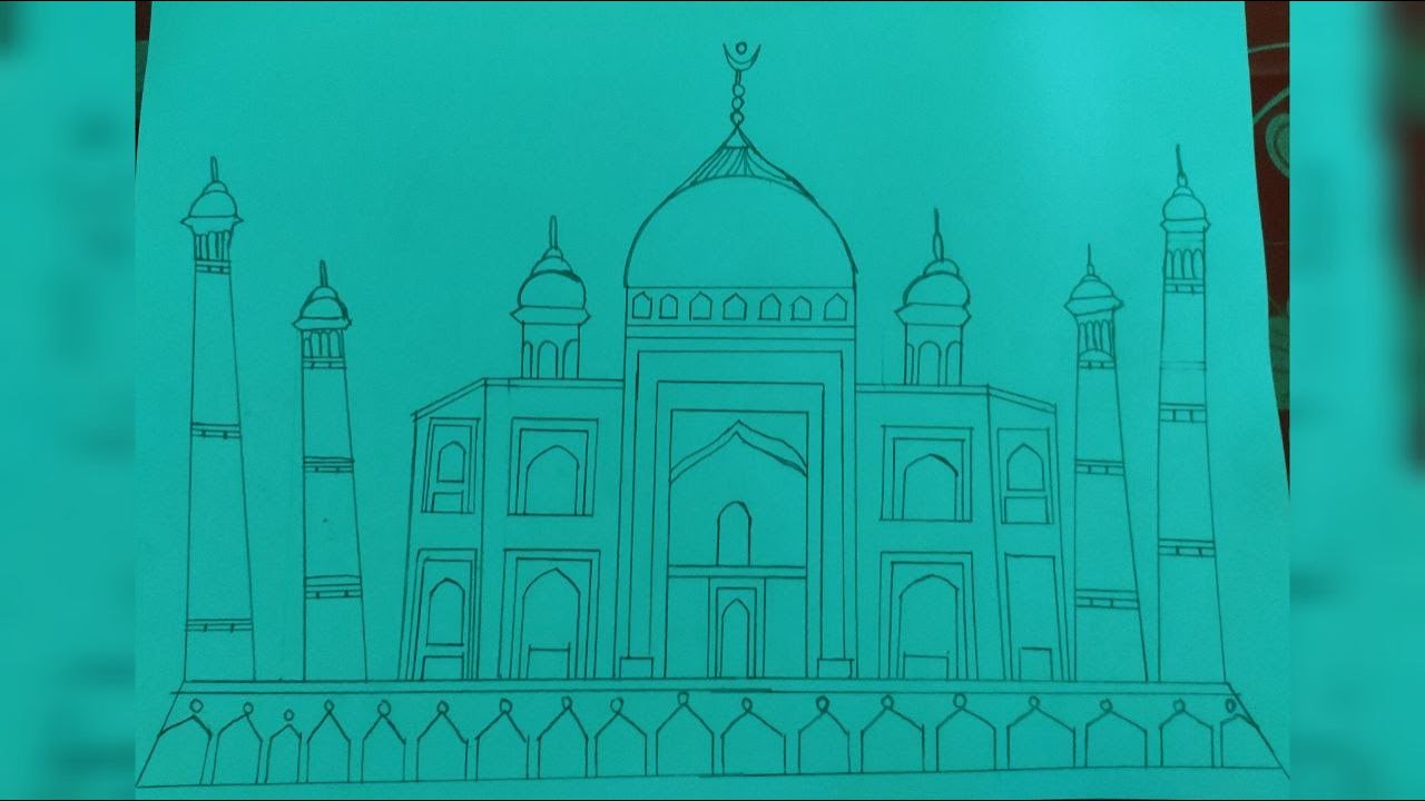 How to draw Taj Mahal step by step / ART Flower Drawing - YouTube