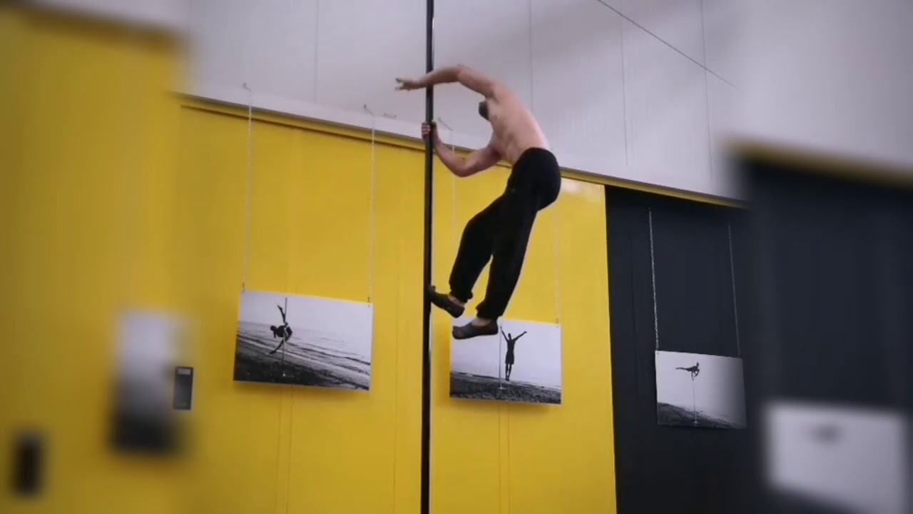 Male acro pole dance dynamic tricks combos - YouTube
