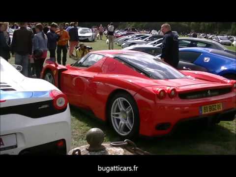 Bugatti Veyron, Ferrari Enzo and 458 Aperta during Chantilly Art et Elegance