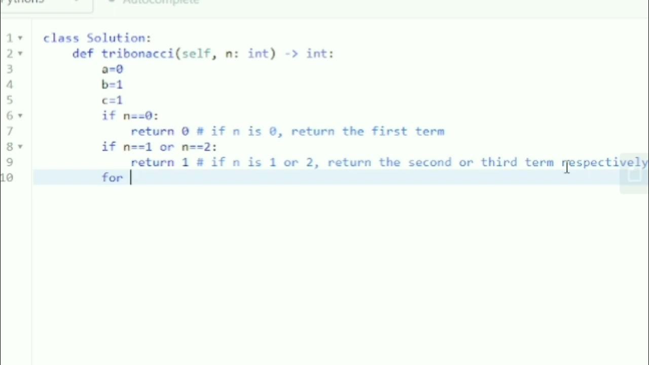 N Th Tribonacci Number Leetcode 1137 Python Coding Interview Youtube