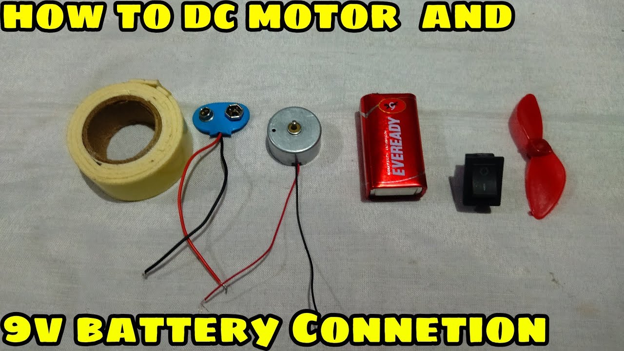 How to mini dc motor and 9v battery connection / science project kit ...