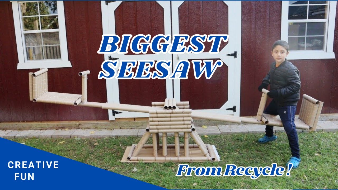 The biggest seesaw out of recycle paper rolls - YouTube