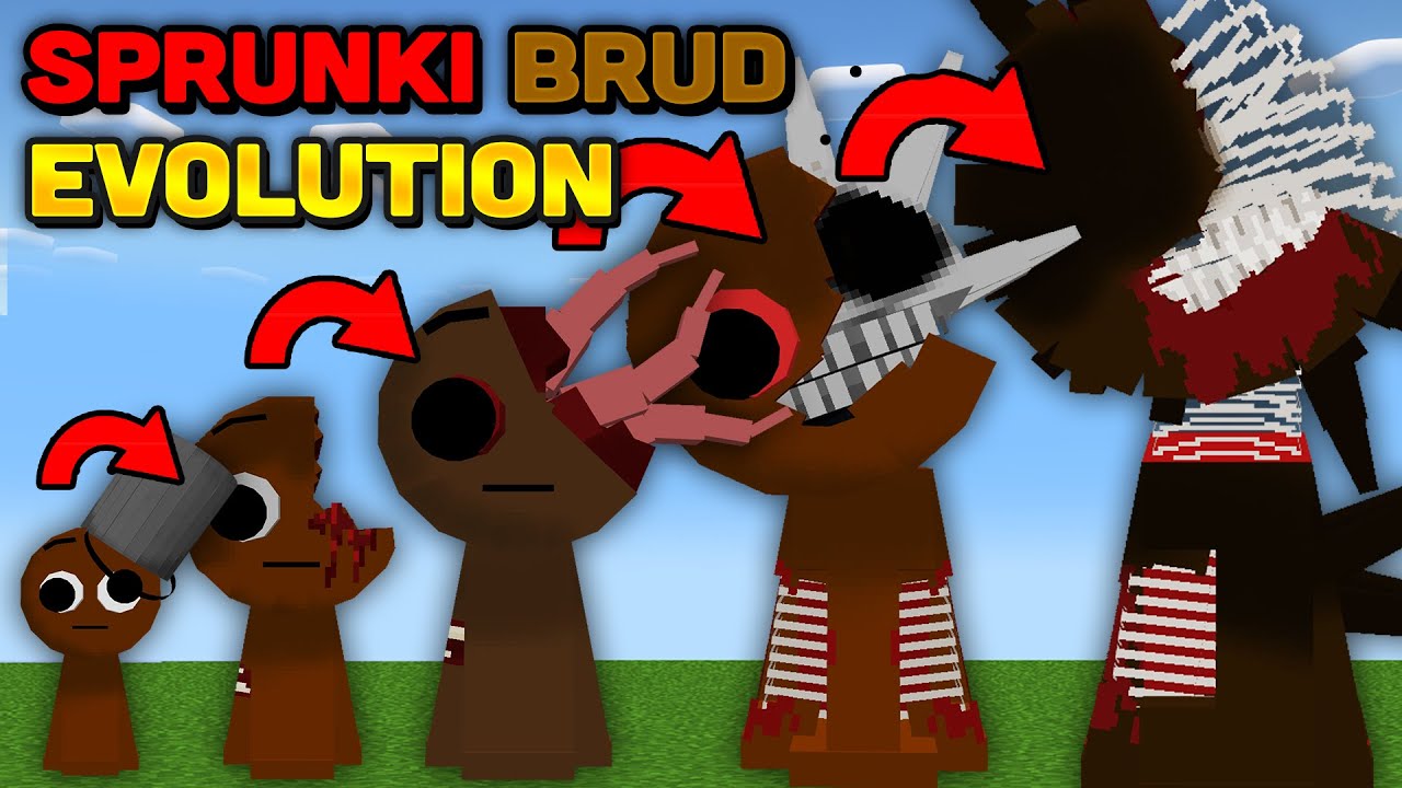Minecraft But I Evolve SPRUNKI BRUD BROWN PHASE 0-9 - YouTube