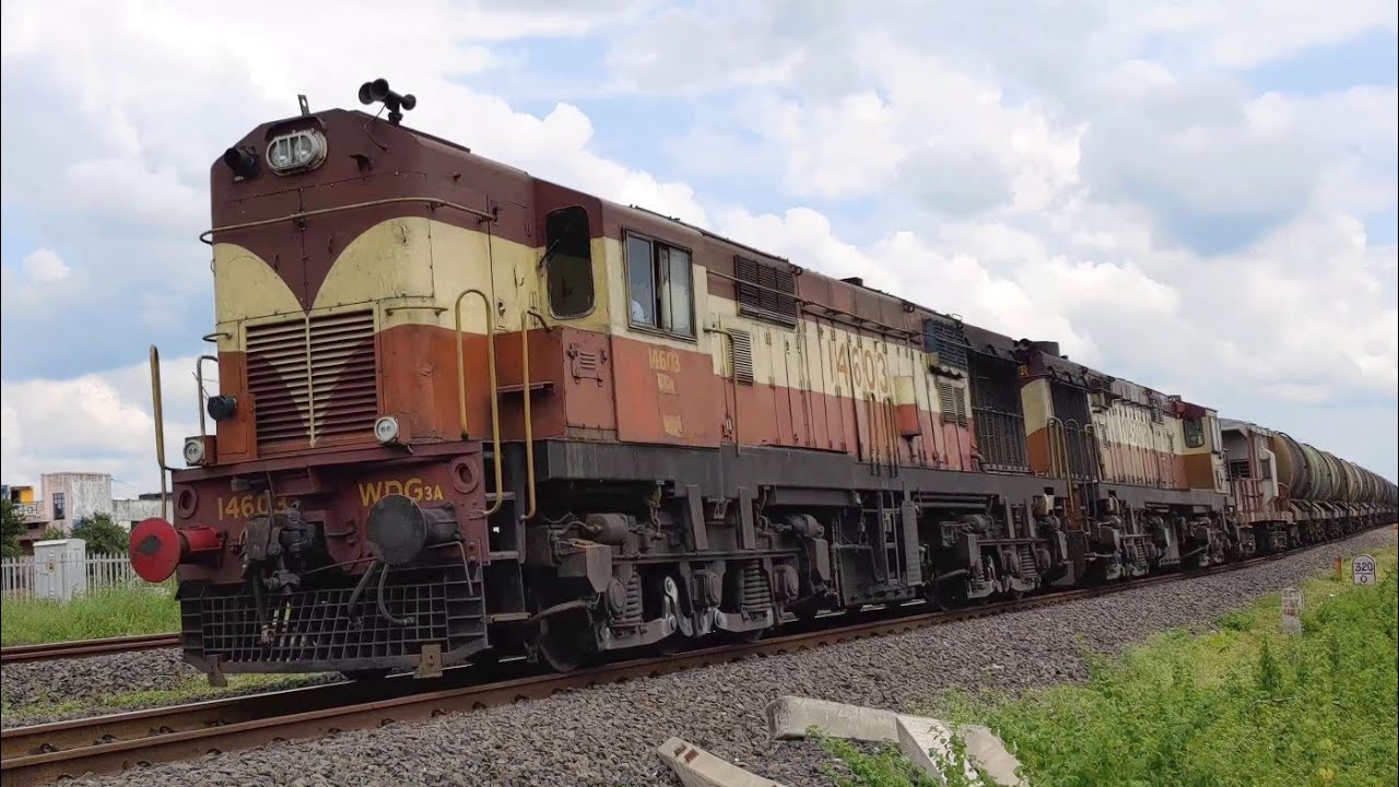 Oil Tanker Train in India | Petrol Malgadi with WDG3A Locomotive ...