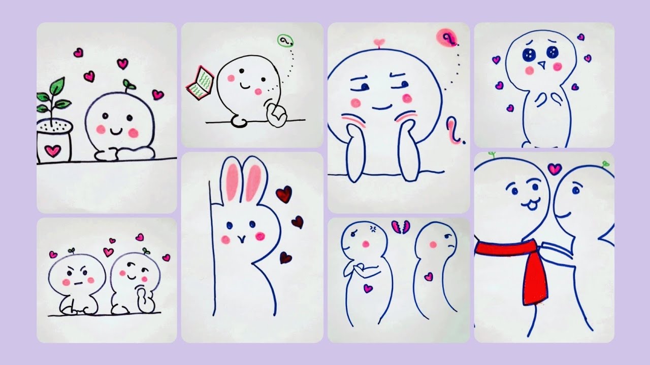 How to draw a cute stickers easy and simple | cute stickers easy ...