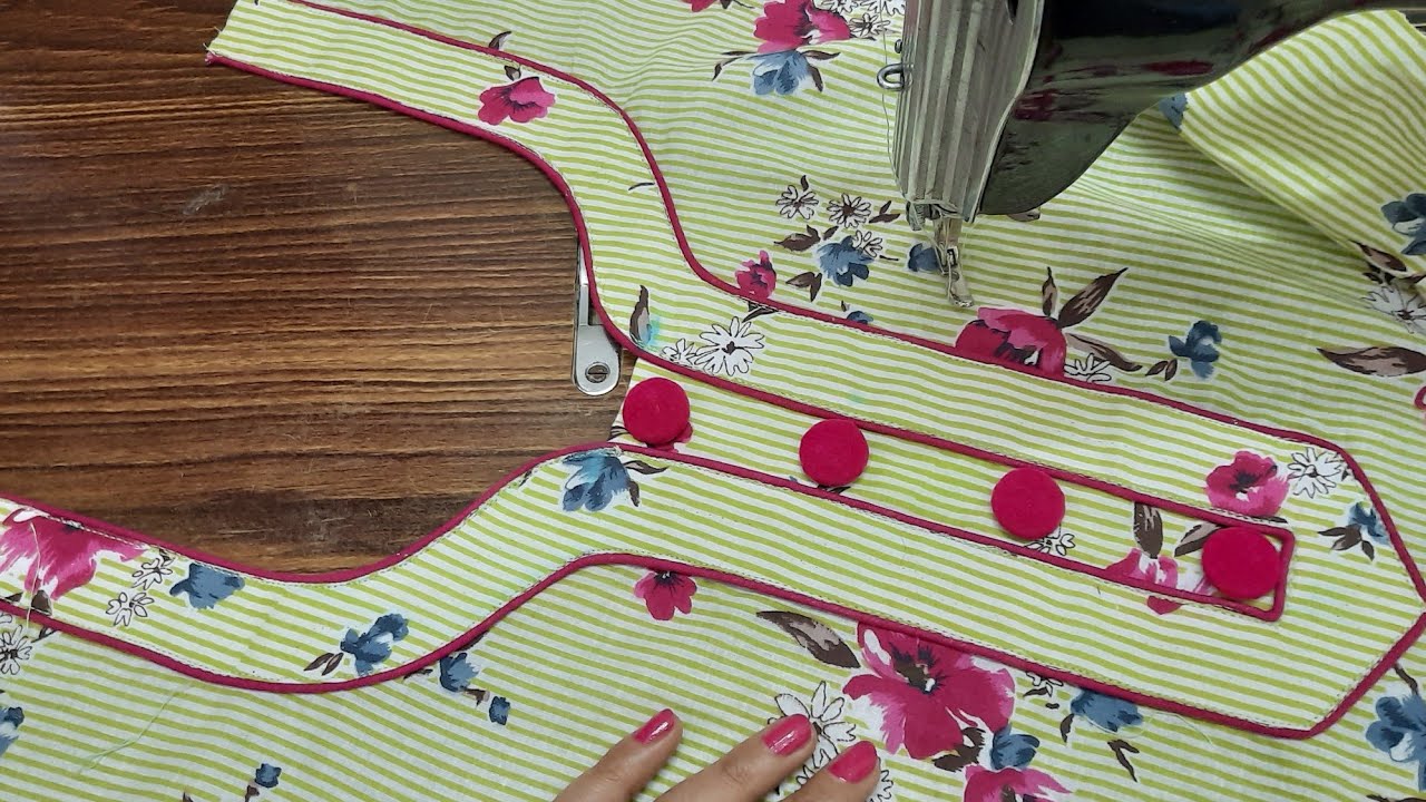 Beautiful Neckline with Dori piping and Buttons /Cutting and Stitching ...