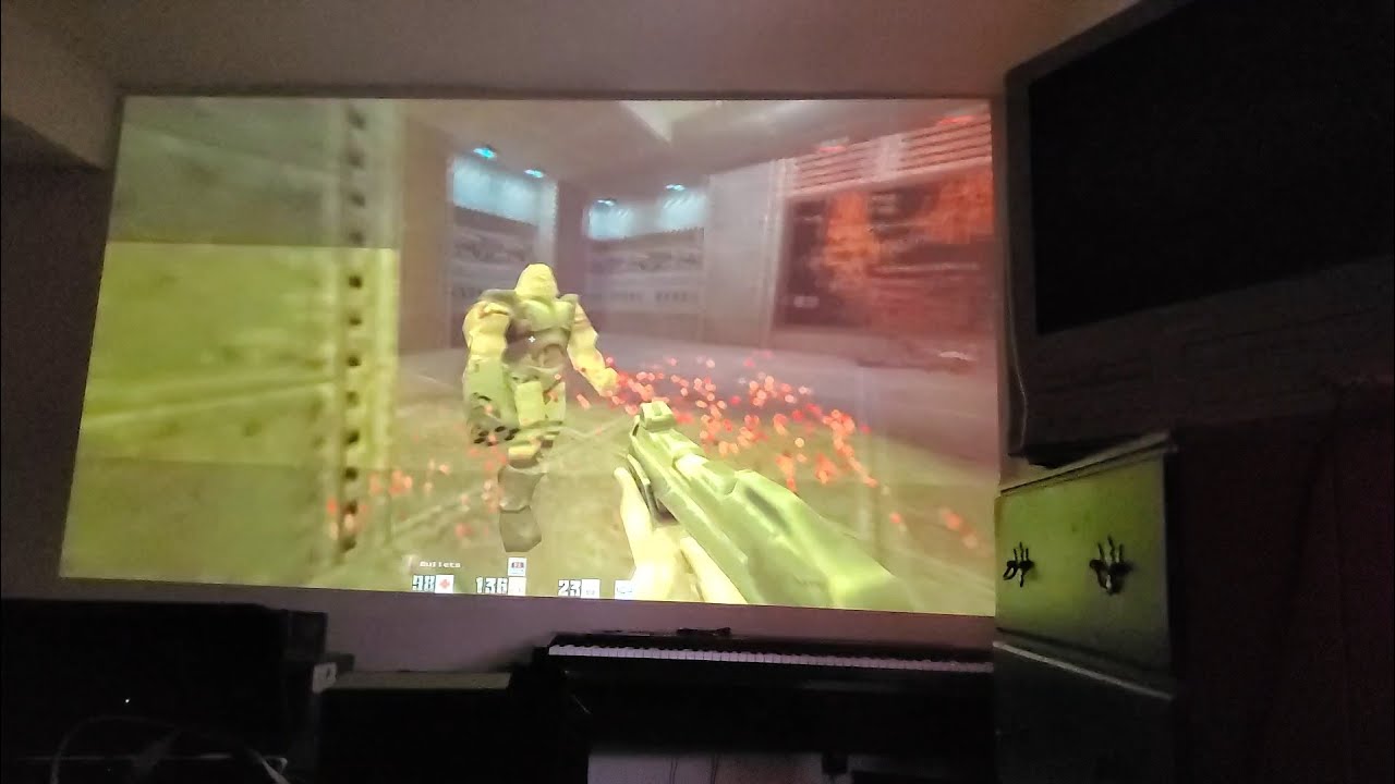 Playing Quake II on an InFocus IN76 projector - YouTube