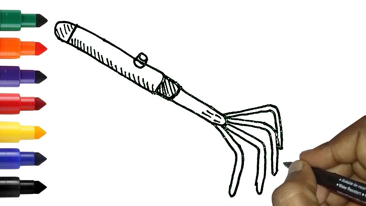 How to draw Cultivator Easy | Gardening Tools drawing for kids ...
