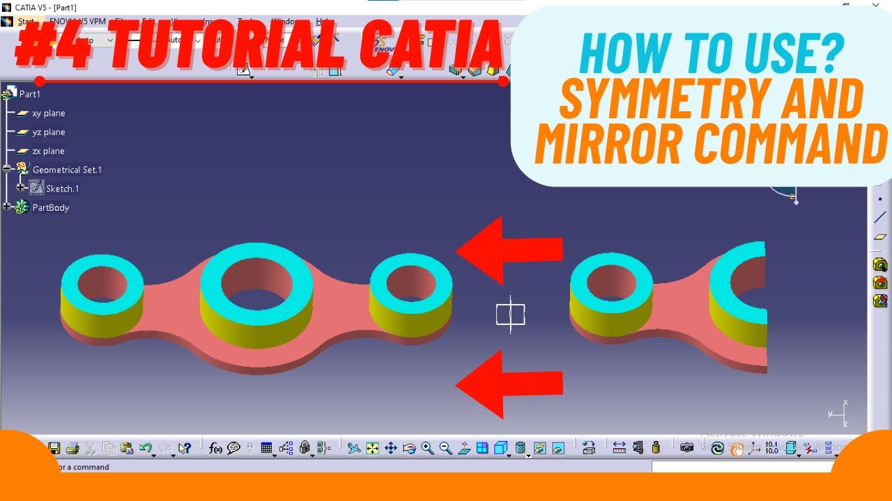 #4 CATIA V5 Tutorial | How to Use Symmetry & Mirror Command (Beginner’s ...
