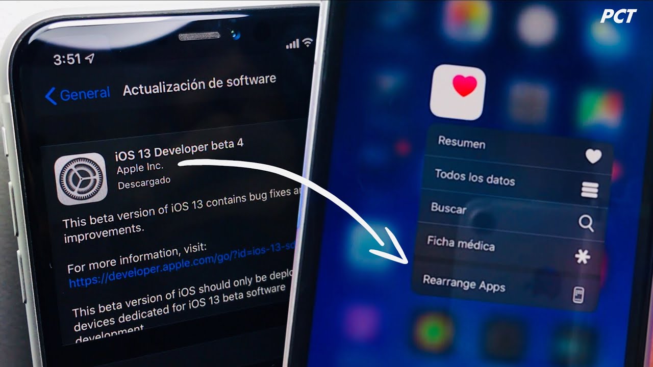 iOS 13 Beta 4 Disponible con un 3D Touch Rediseñado, Cambios en modificación de Apps y más ...