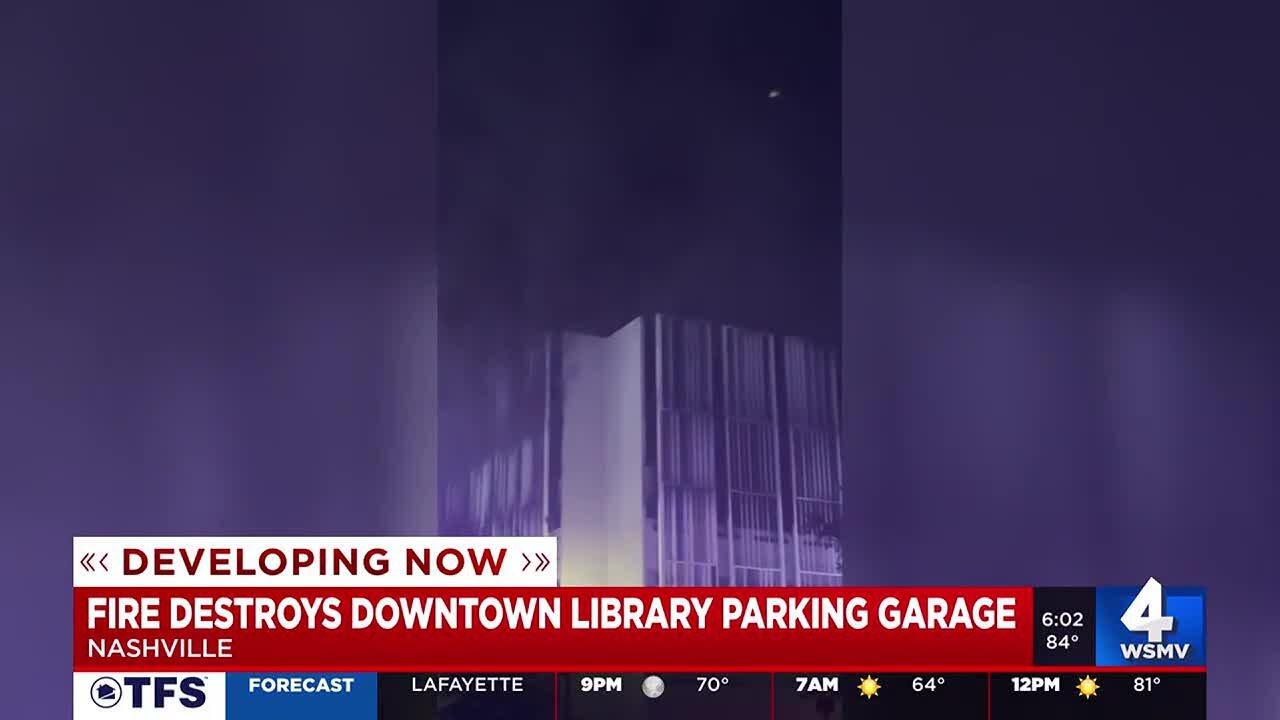 Fire destroys downtown library parking garage - YouTube
