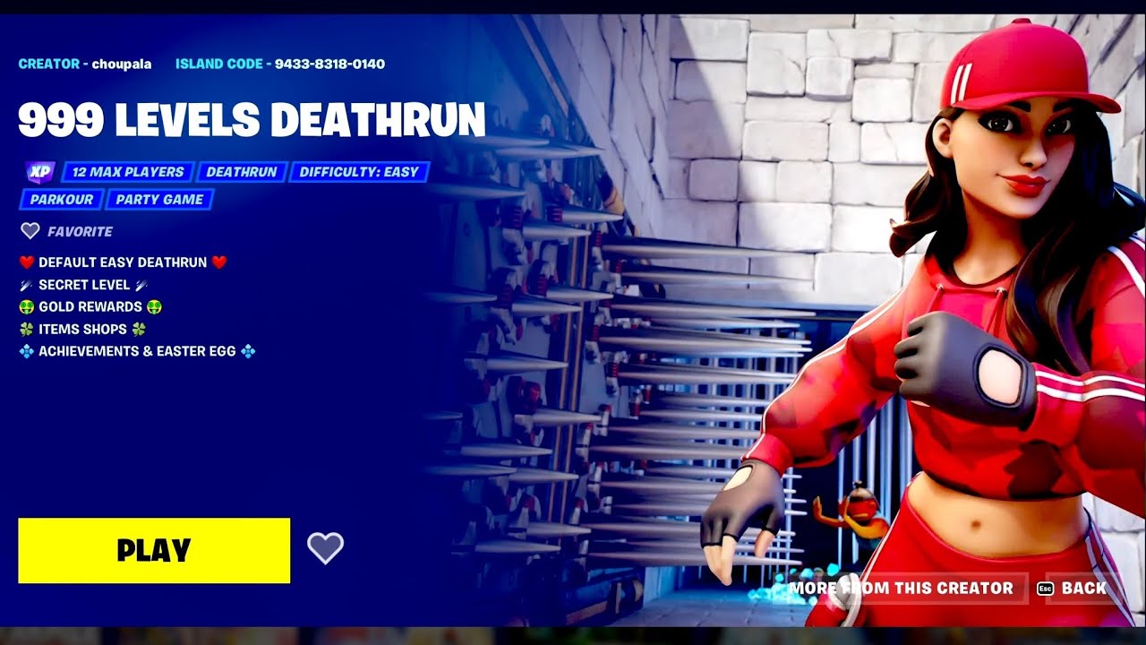 FORTNITE 999 LEVELS DEATHRUN BY CHOUPALA: 5 EASTER EGGS + SECRET LEVEL ...