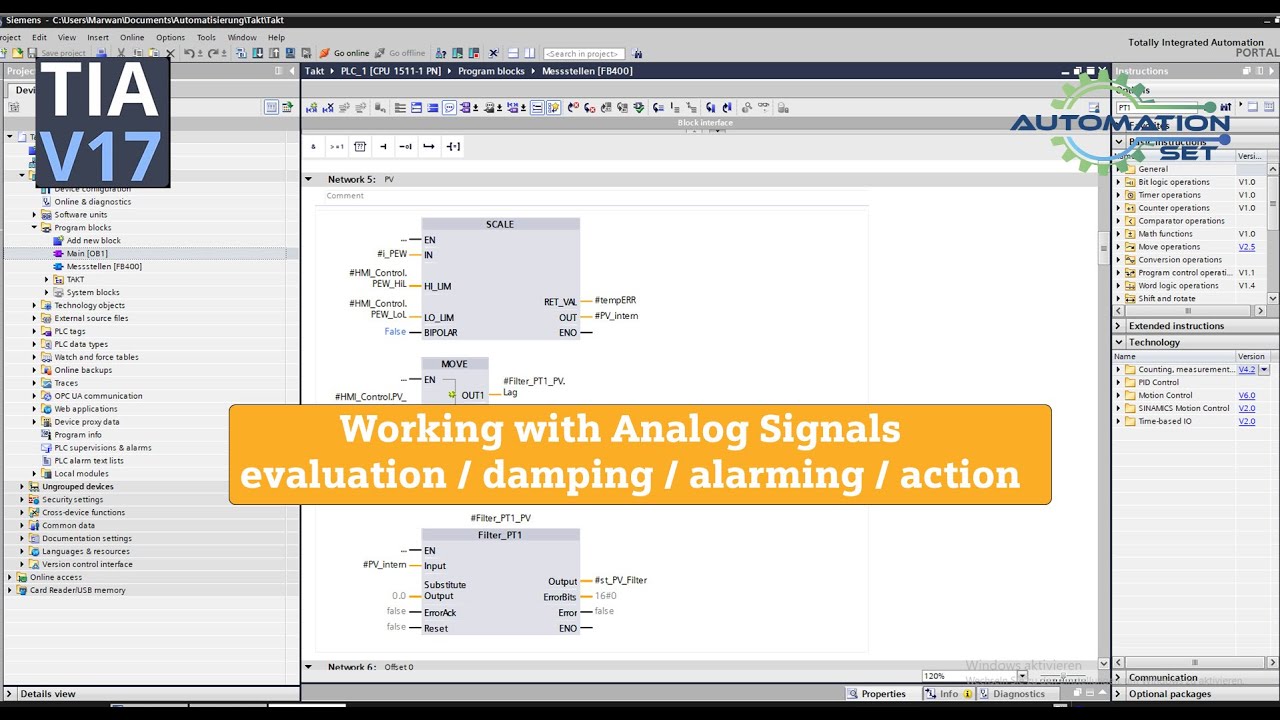 Working with Analog Signals ( TIA Portal) || evaluation || damping ...