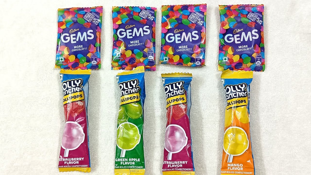New lot's of candies | cadbury gems vs jolly ranchers lollypop vs ...