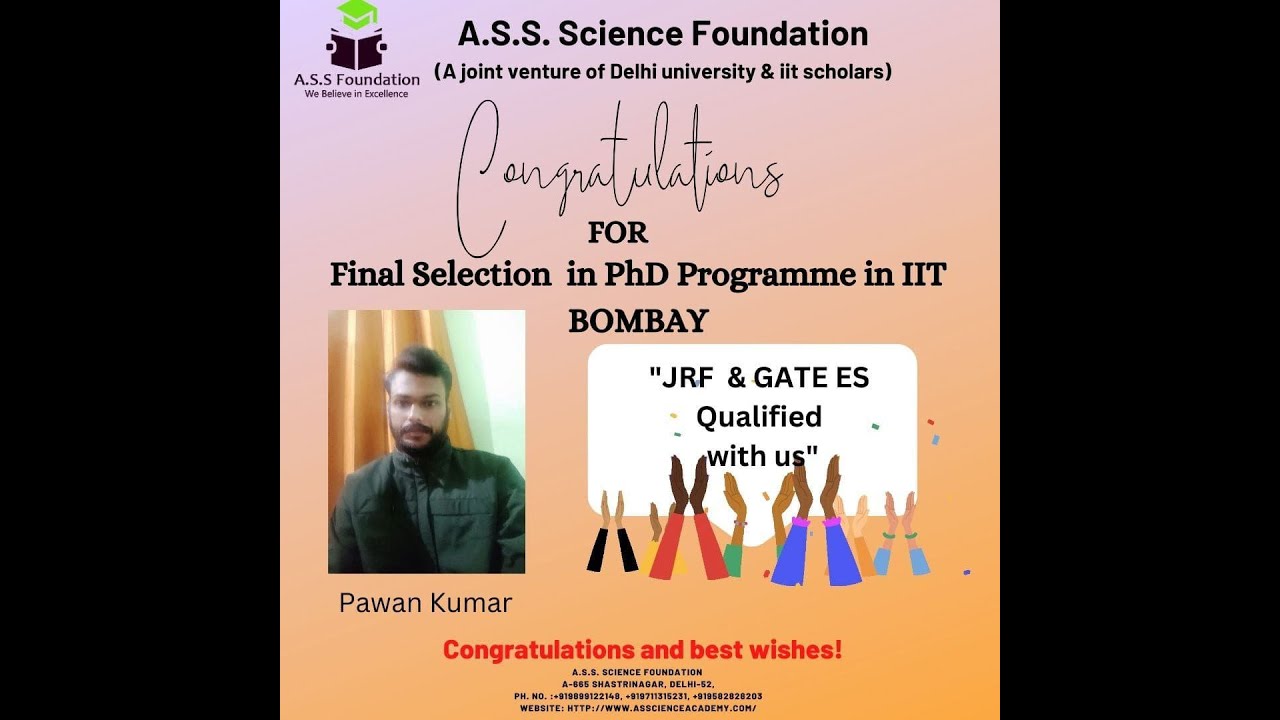 A.S.S SCIENCE FOUNDATION SUCCESS STORY FEB 2023-PAWAN KUMAR (PhD IIT ...