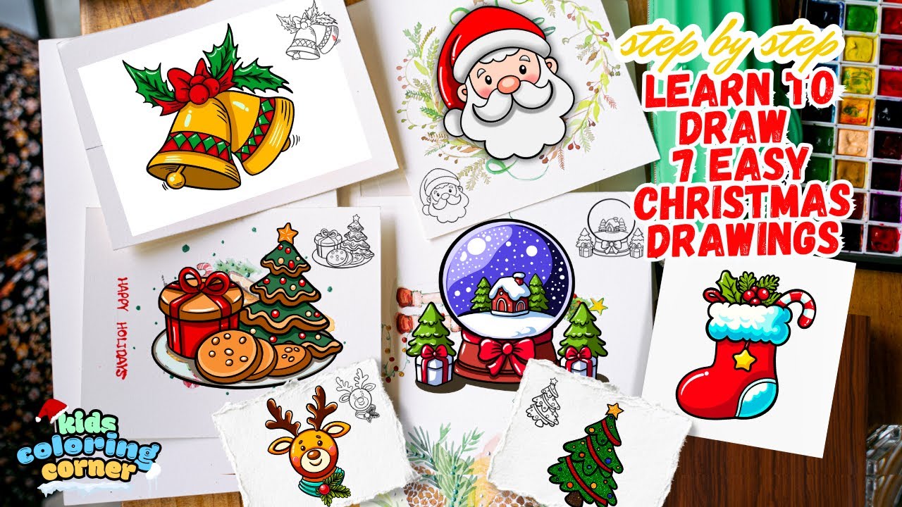 7 Easy Christmas Drawings for Kids | Step-by-Step Holiday Art ...